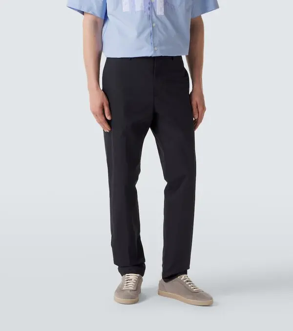 Moncler Cotton-blend Straight Leg Trousers - Blue