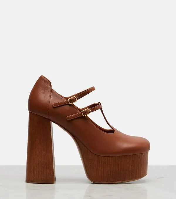 Chloé Leather Platform Mary Jane Pumps