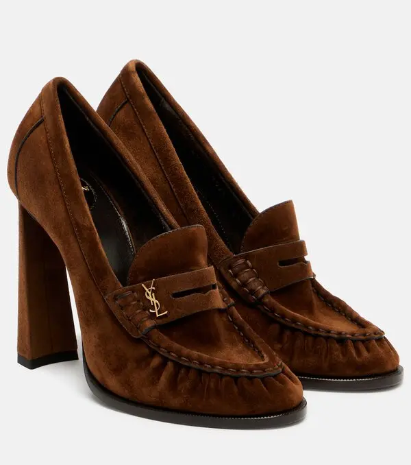 Saint Laurent Le Loafer 110 Suede Loafer Pumps - Brown