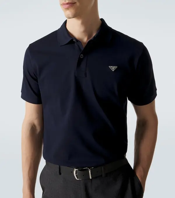 Prada Cotton Pique Polo Shirt - Blue