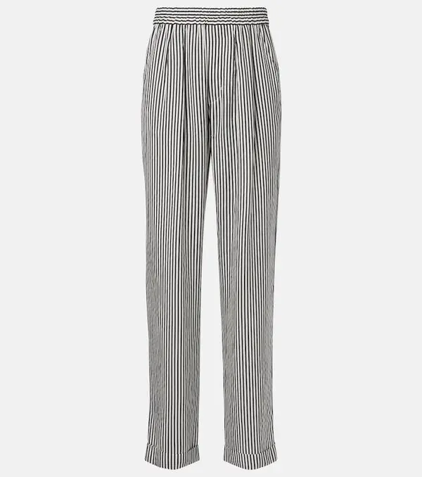 TOM FORD Striped Silk Straight Leg Trousers