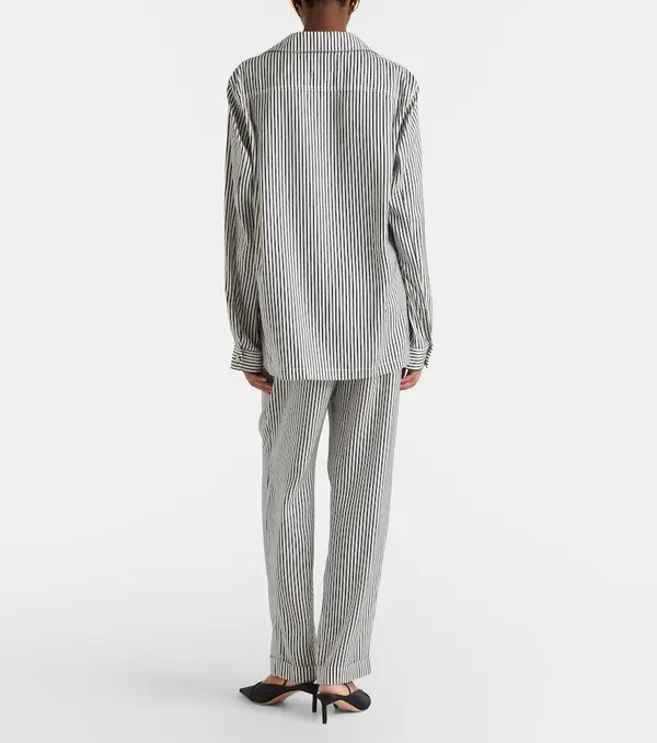 TOM FORD Striped Silk Straight Leg Trousers
