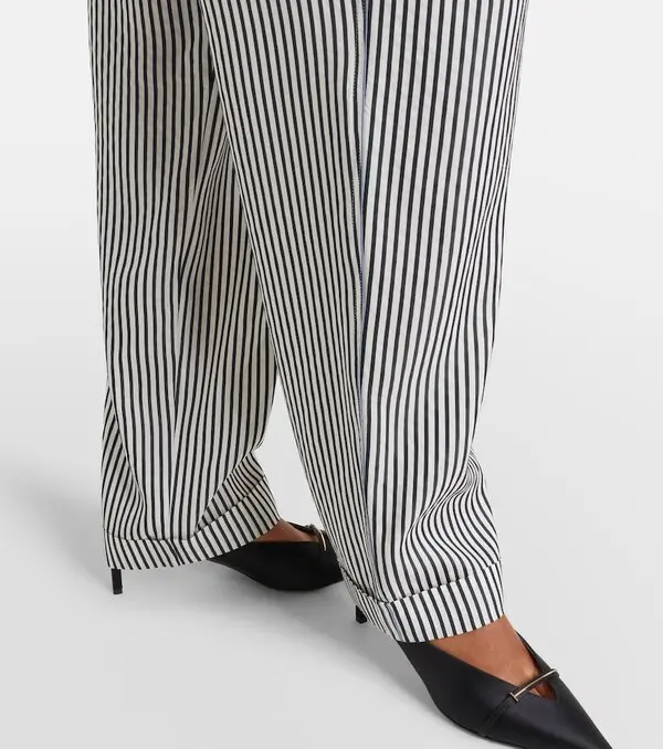 TOM FORD Striped Silk Straight Leg Trousers