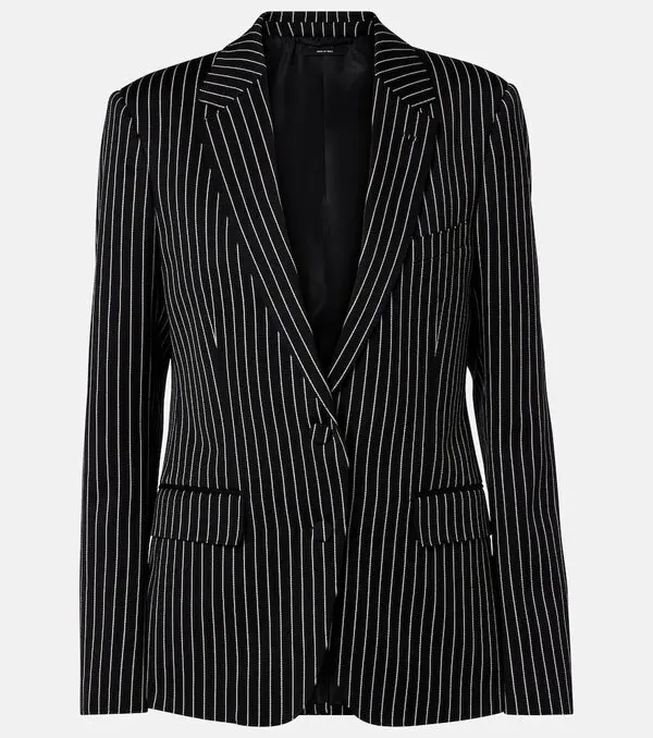 TOM FORD Pinstripe Wool And Cotton Blazer - Black