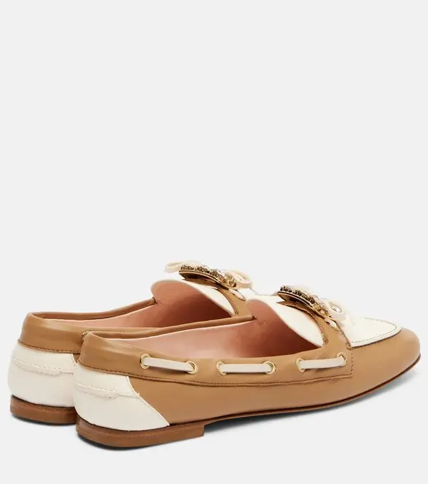 ROGER VIVIER Embellished Leather Boat Shoes