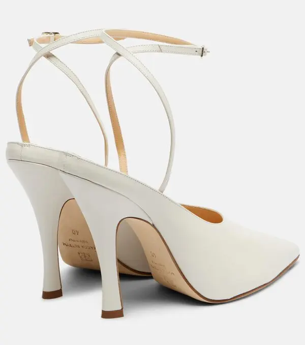 Magda Butrym Leather Pointed Open Toe Pumps With Buckle Ankle Strap
