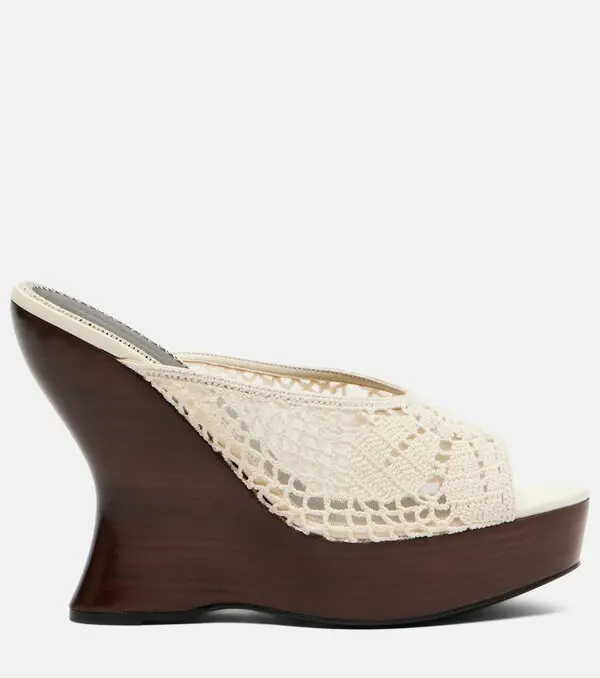Magda Butrym Crochet Wedge Sandals - White