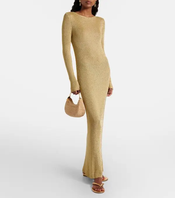 Staud Knitted Maxi Dress With Self-tie Back
