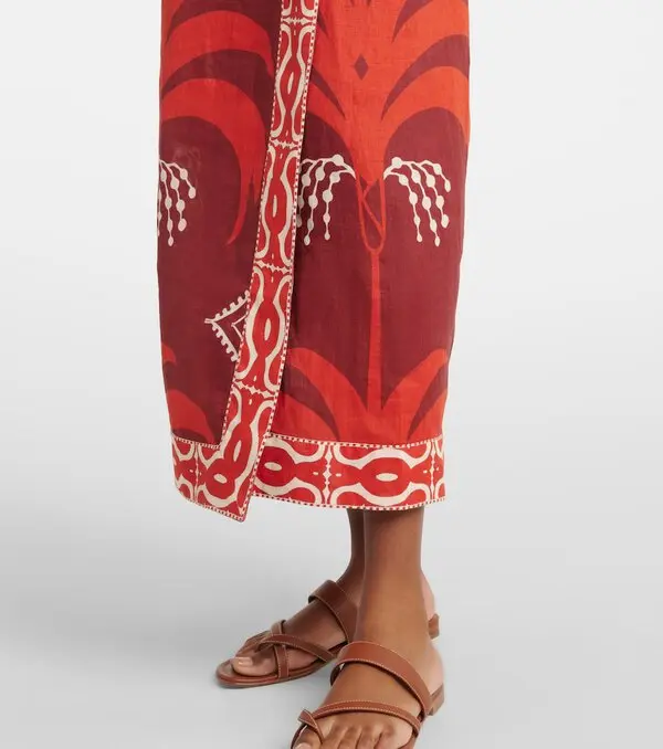 Johanna Ortiz Printed Open-back Linen Midi Dress