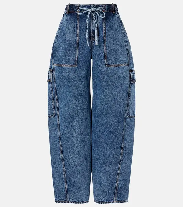 Alaïa Barrel-leg Jeans In Bleu Neige