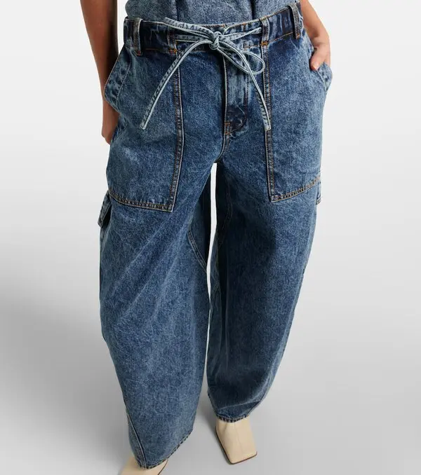 Alaïa Barrel-leg Jeans In Bleu Neige