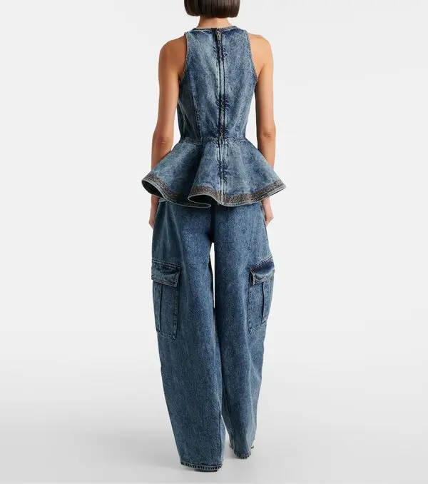 Alaïa Barrel-leg Jeans In Bleu Neige