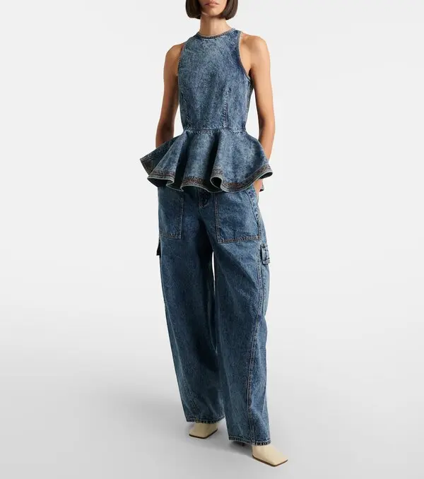 Alaïa Barrel-leg Jeans In Bleu Neige