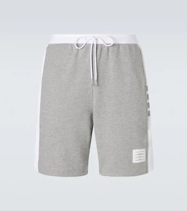 Thom Browne 4-bar Cotton Jersey Shorts - Grey
