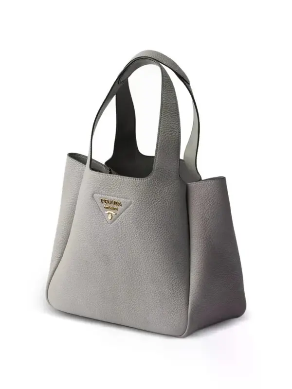 Prada Small Leather Tote Bag - Grey