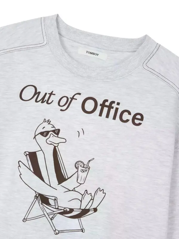 STUDIO TOMBOY Out Of Office" Duck Print Sweatshirt - Grey