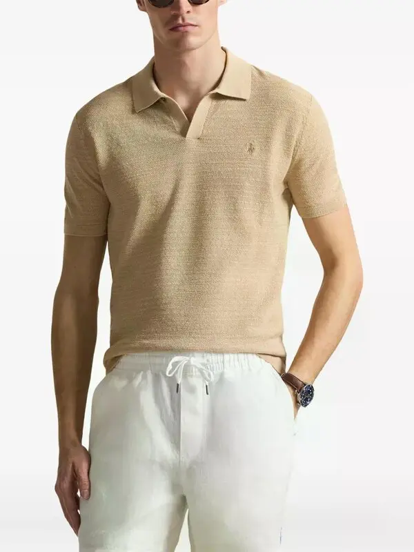 Polo Ralph Lauren Textured Short-sleeve Polo Shirt - Neutrals