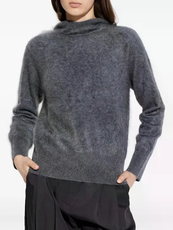 LISA YANG Rosaline Graphite Brushed Knit Hooded Sweater