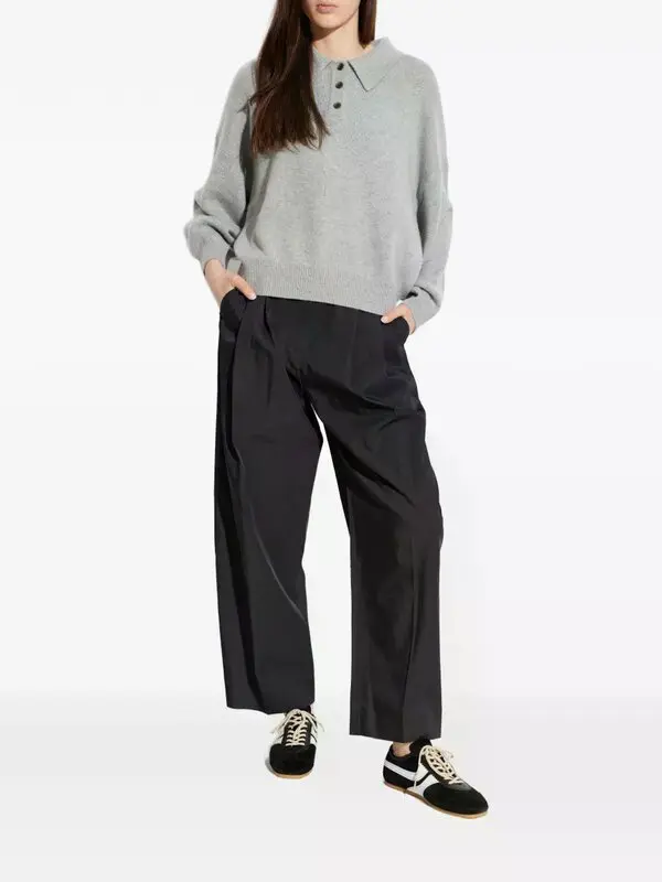 LISA YANG Etta Button Collared Knitted Top