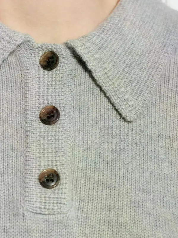 LISA YANG Etta Button Collared Knitted Top