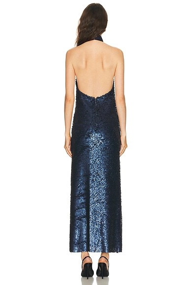 SEV Sequin Embellished Halter Neck Maxi Dress