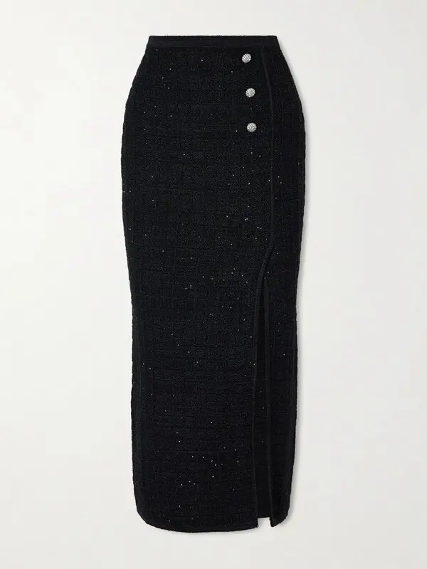 Alessandra Rich Embellished Knitted Midi Skirt