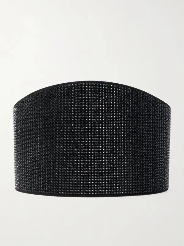 DEHANCHE Embellished Suede Waist Belt - Black