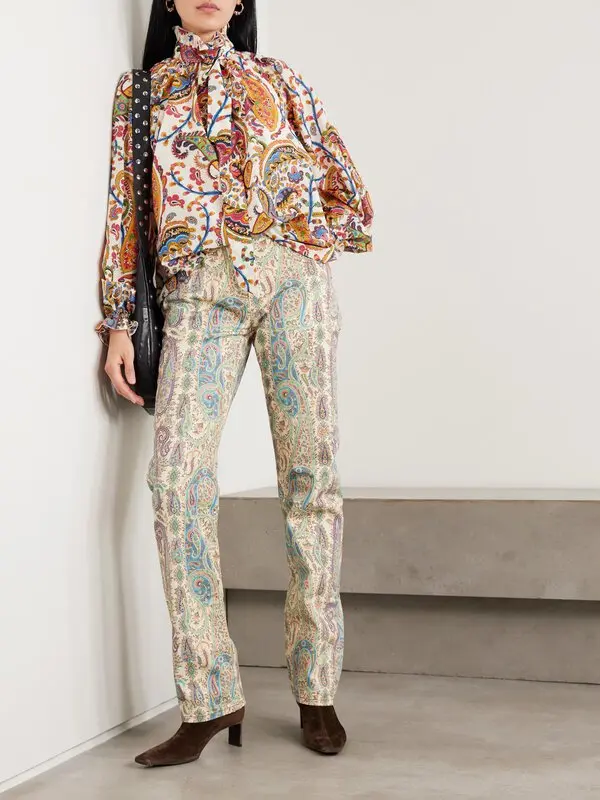 Etro Paisley-print Cotton And Silk-blend Blouse With Pussy-bow