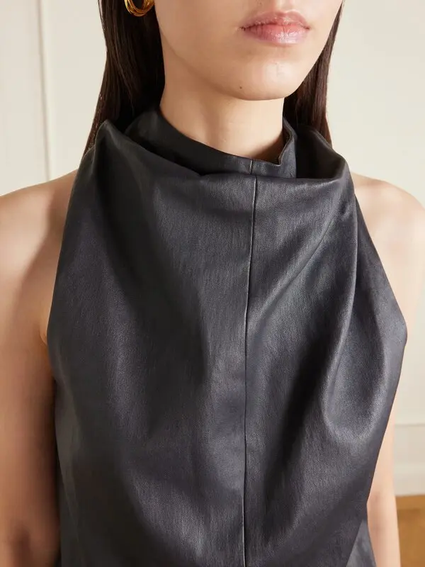 Stouls Aurea Draped Leather Halterneck Top