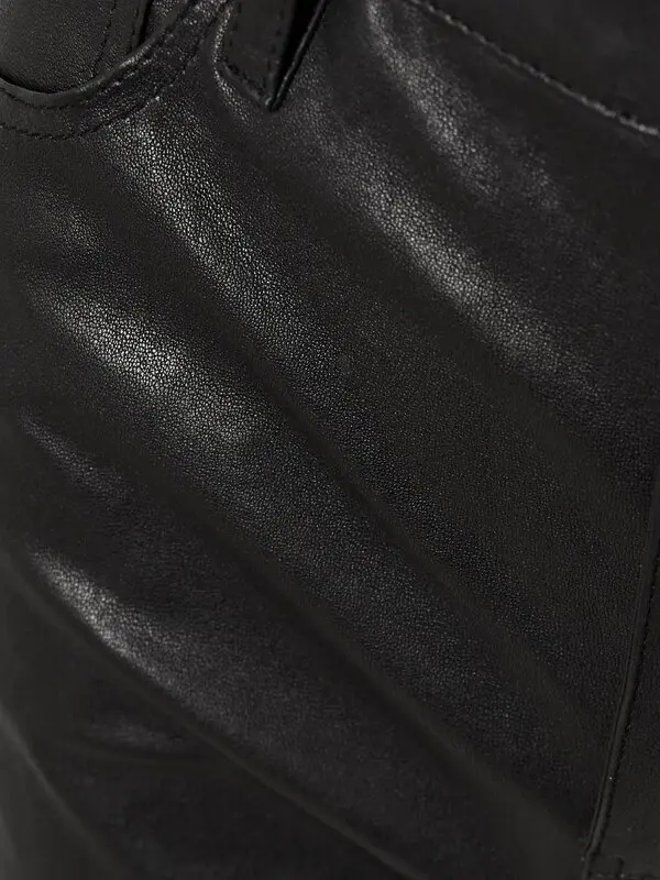 FRAME The Reboot Cropped Leather Flared Trousers - Black