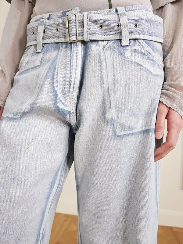 Acne Studios Trompe L'oeil Coated Low-rise Straight-leg Jeans - Blue