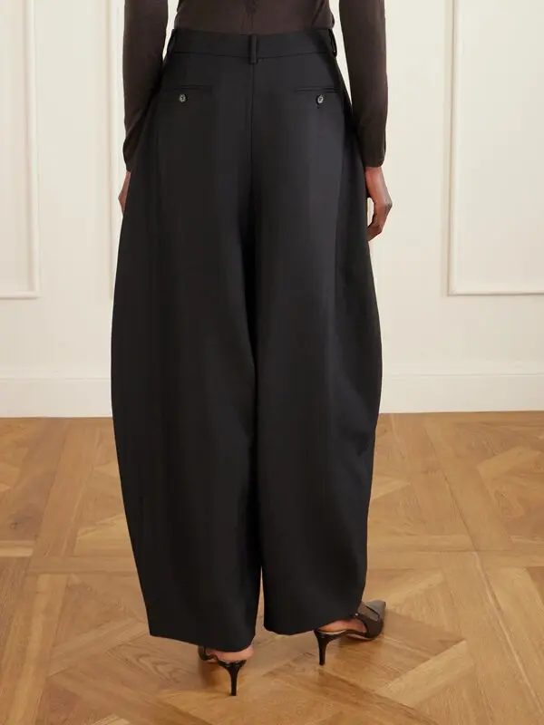 Magda Butrym Pleated Wool And Mohair-blend Barrel-leg Trousers - Black