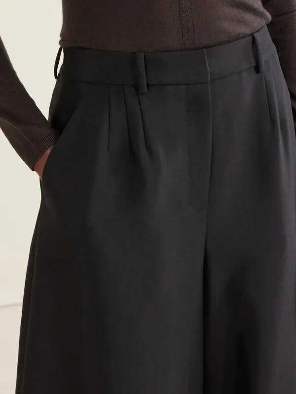 Magda Butrym Pleated Wool And Mohair-blend Barrel-leg Trousers - Black