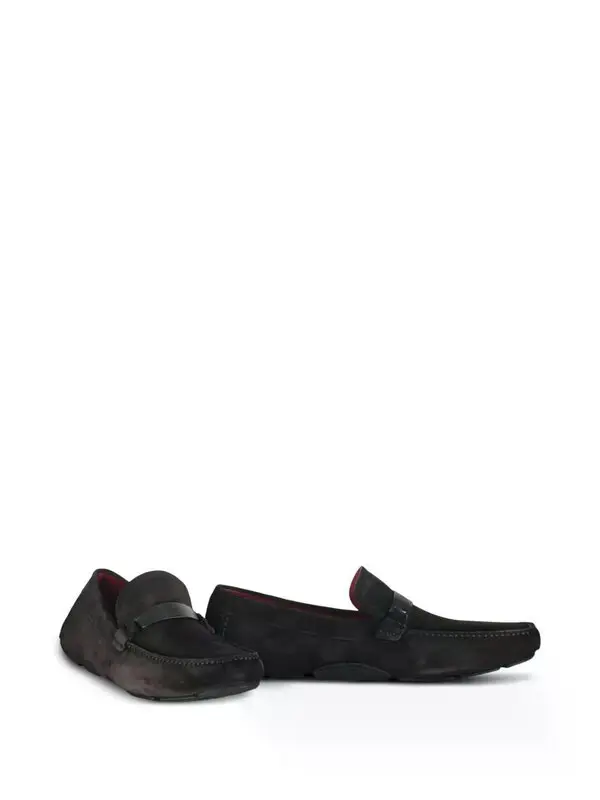 FERRAGAMO Suede Loafers With Round Toe And Rubber Sole