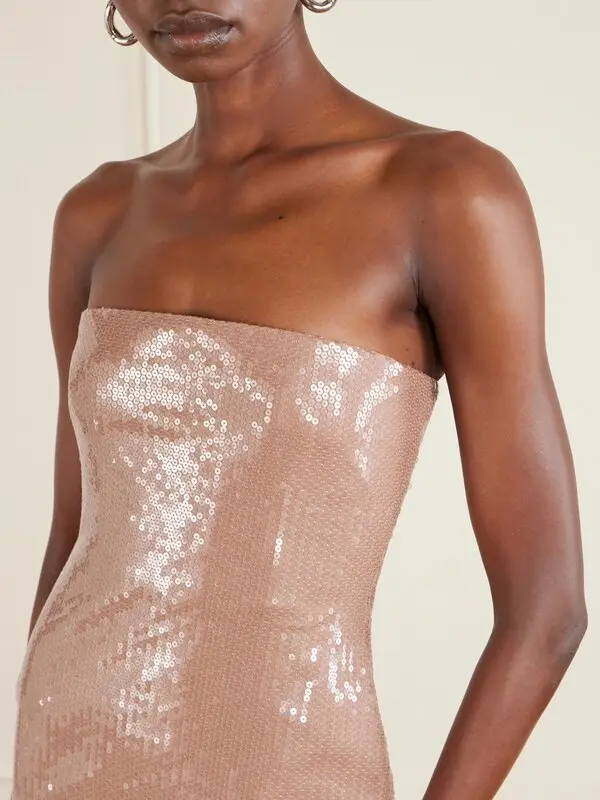 Alex Perry Strapless Sequined Stretch-mesh Gown
