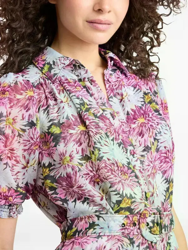 Cinq À Sept Dahlia Print Ruffled Dress - Pink