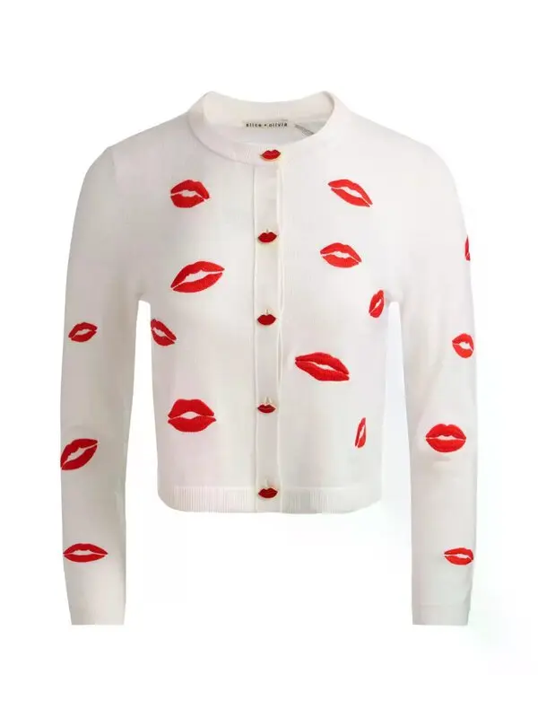 Alice + Olivia Daroda Lips-print Cardigan