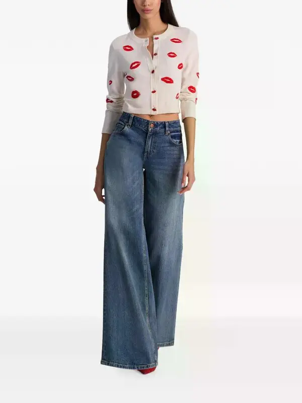 Alice + Olivia Daroda Lips-print Cardigan