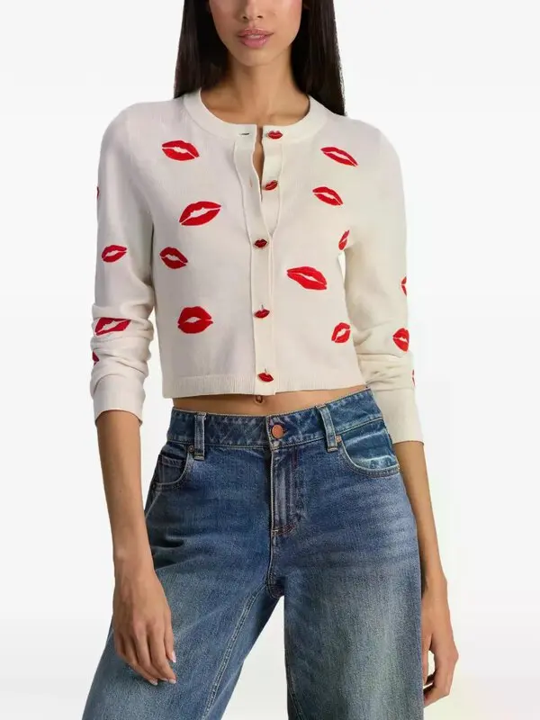 Alice + Olivia Daroda Lips-print Cardigan