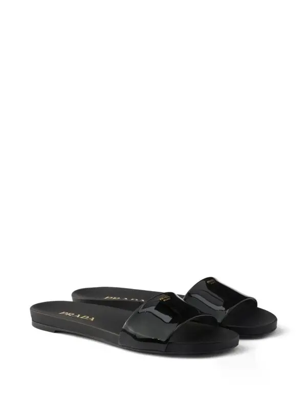 Prada Patent Leather Slides - Black