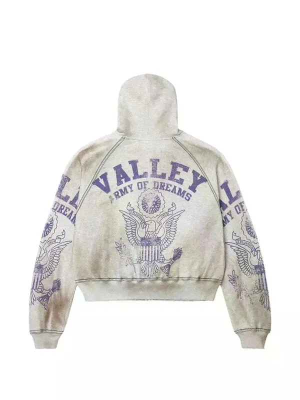 VALE FOREVER Graphic Print Zip-up Hoodie - Grey