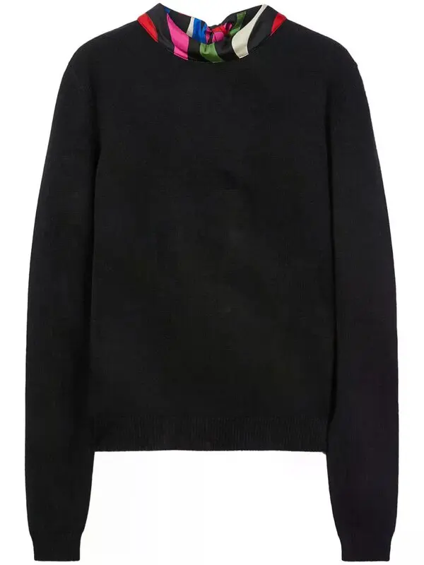 Emilio Pucci Marmo-print Scarf Detail Wool Jumper