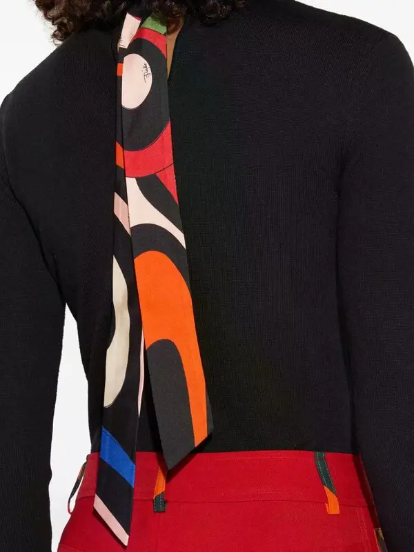 Emilio Pucci Marmo-print Scarf Detail Wool Jumper