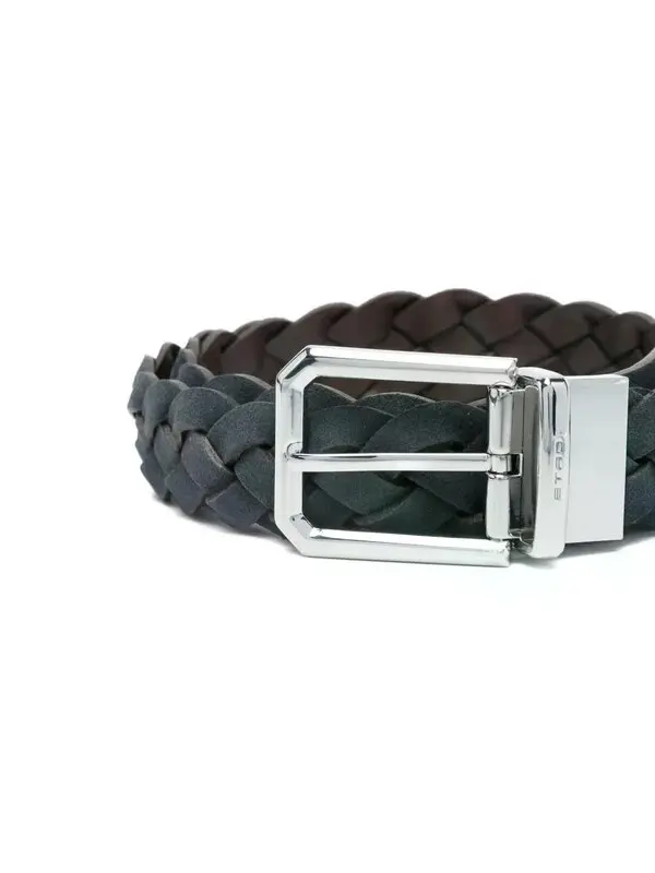 Etro Braided Leather Buckle Belt - Blue