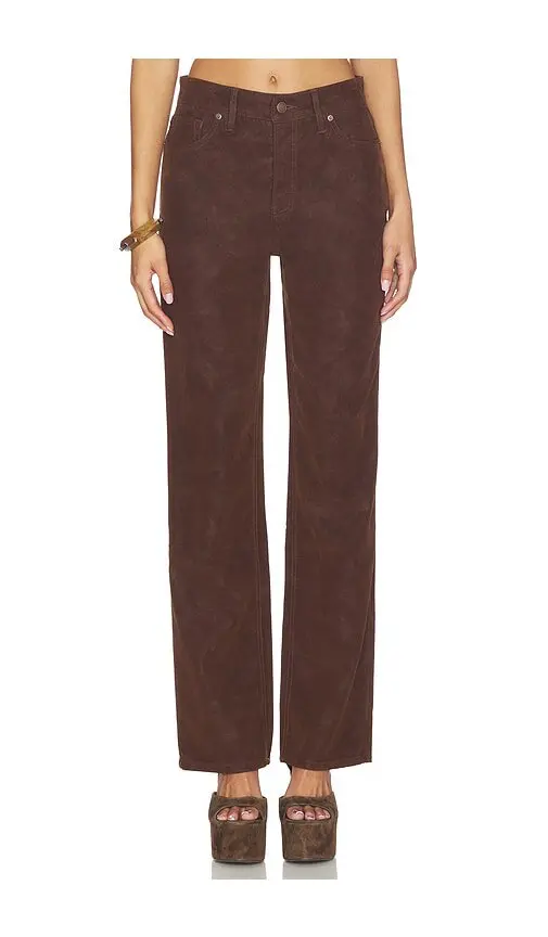 Good American Better Than Suede Good True Straight Pants - Chocolate