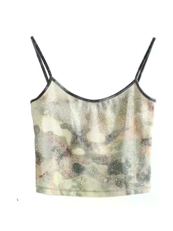 DIESEL® Embellished Printed Spaghetti Strap Top - Neutrals
