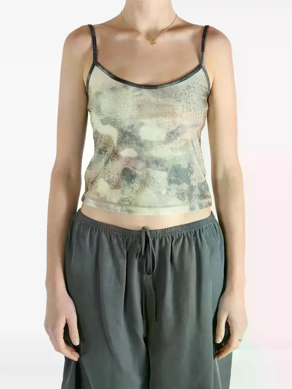 DIESEL® Embellished Printed Spaghetti Strap Top - Neutrals