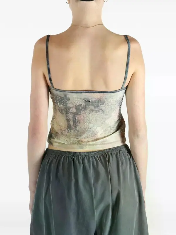 DIESEL® Embellished Printed Spaghetti Strap Top - Neutrals