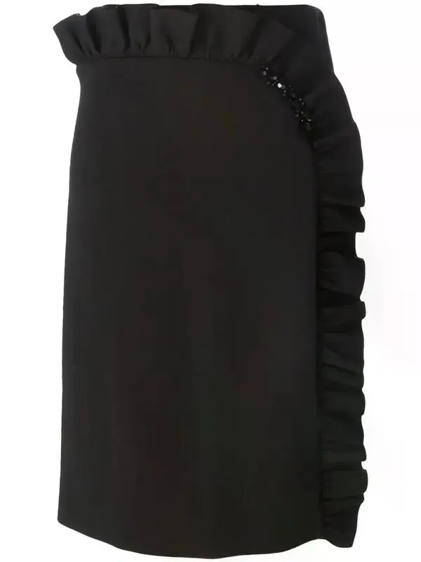 Simone Rocha Frilled Straight Skirt - Black