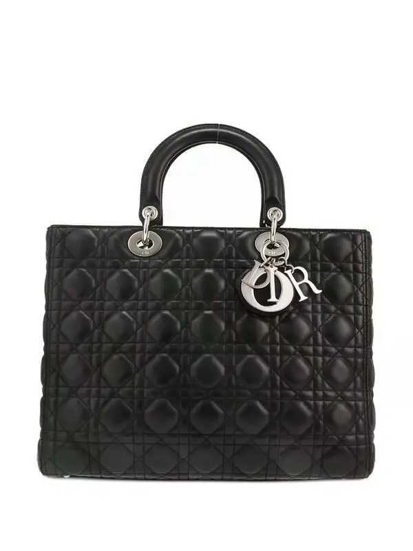Dior Lady Leather Double-handle Tote Bag - Black